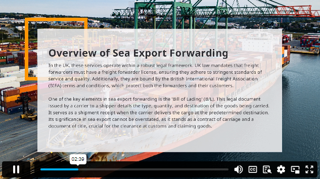 Procedures for Sea Export – Training Express